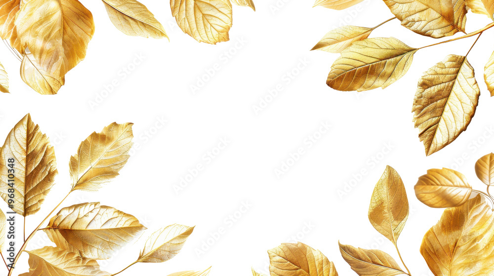 Golden leaf border on transparent background Stock Photo | Adobe Stock