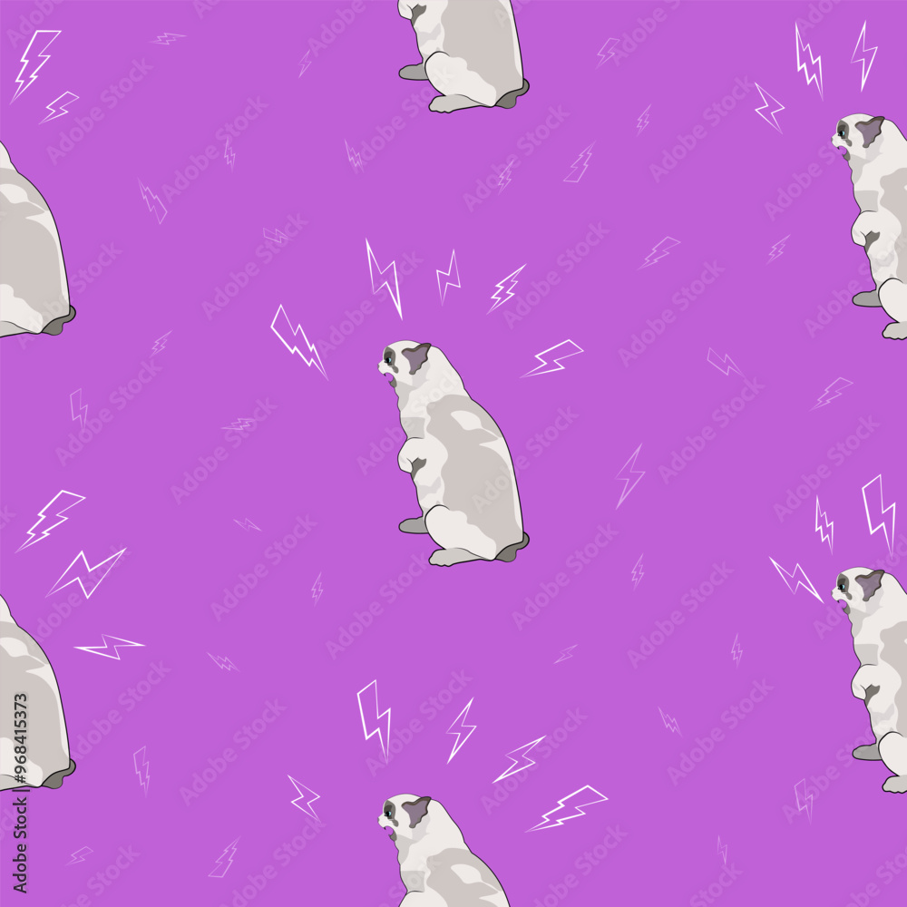 A pattern (infinite picture) of a cat meme - a cat screams like ...