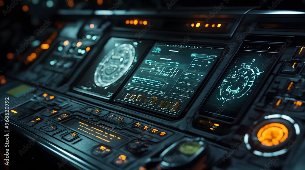 Futuristic Cockpit Interface Control Room Stock Photo | Adobe Stock