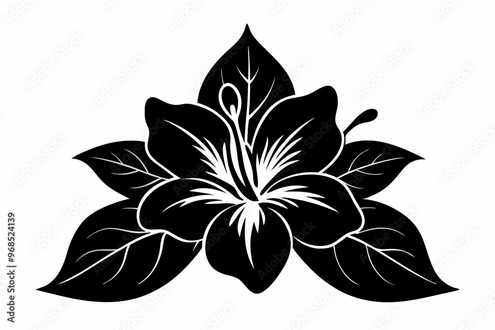 Azalea Vector Silhouette, Azalea flower silhouette clipart isolated on ...