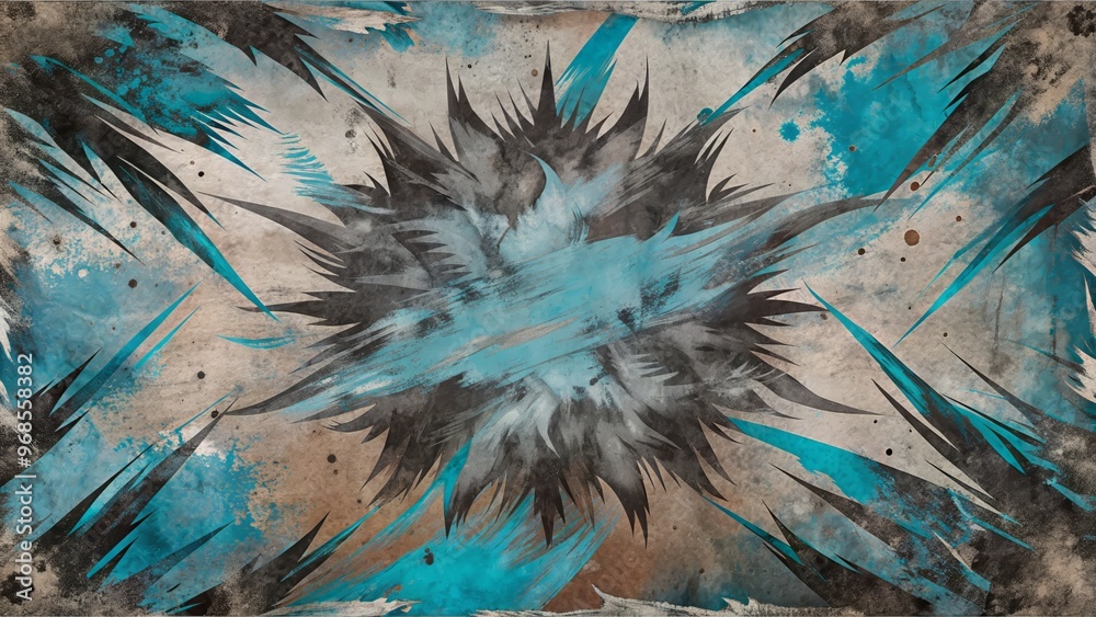 grunge border with chaotic roller strokes and eroded textures ...