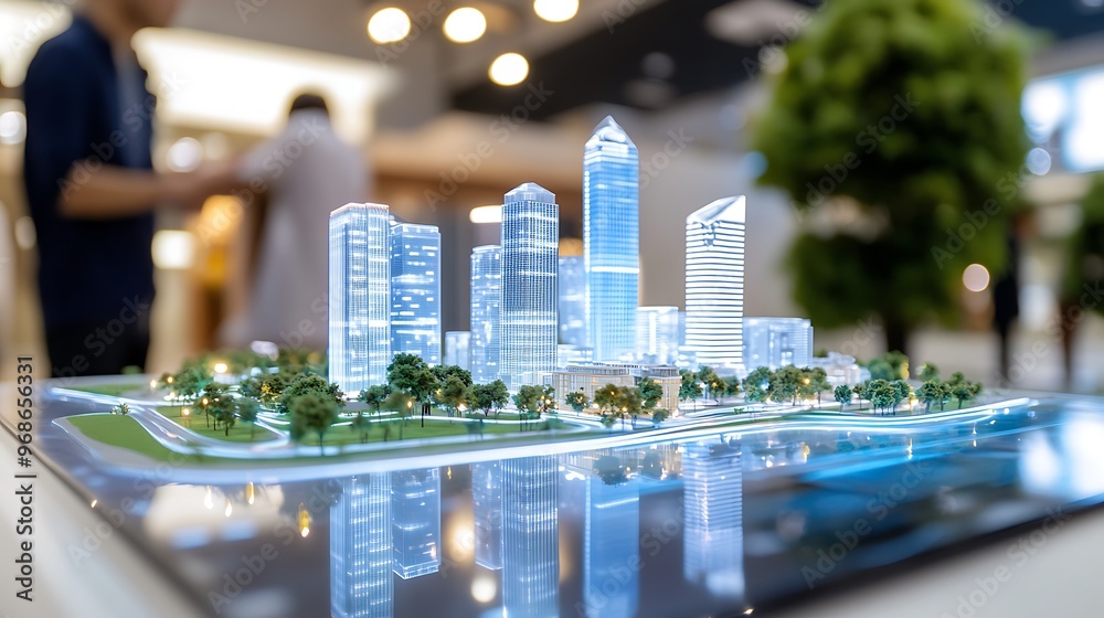 Holographic city planning agency offering virtual urban development models, allowing ...