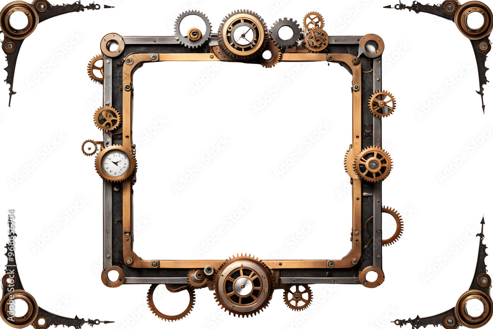 Steampunk border frame PNG transparent background Stock Illustration | Adobe Stock