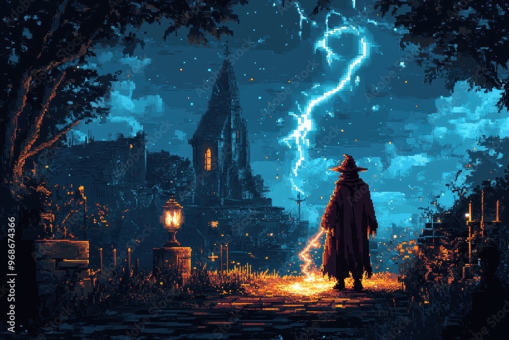 Pixel Wizard Conjuror: Retro Magic Action in RPG Battle with Lightning ...