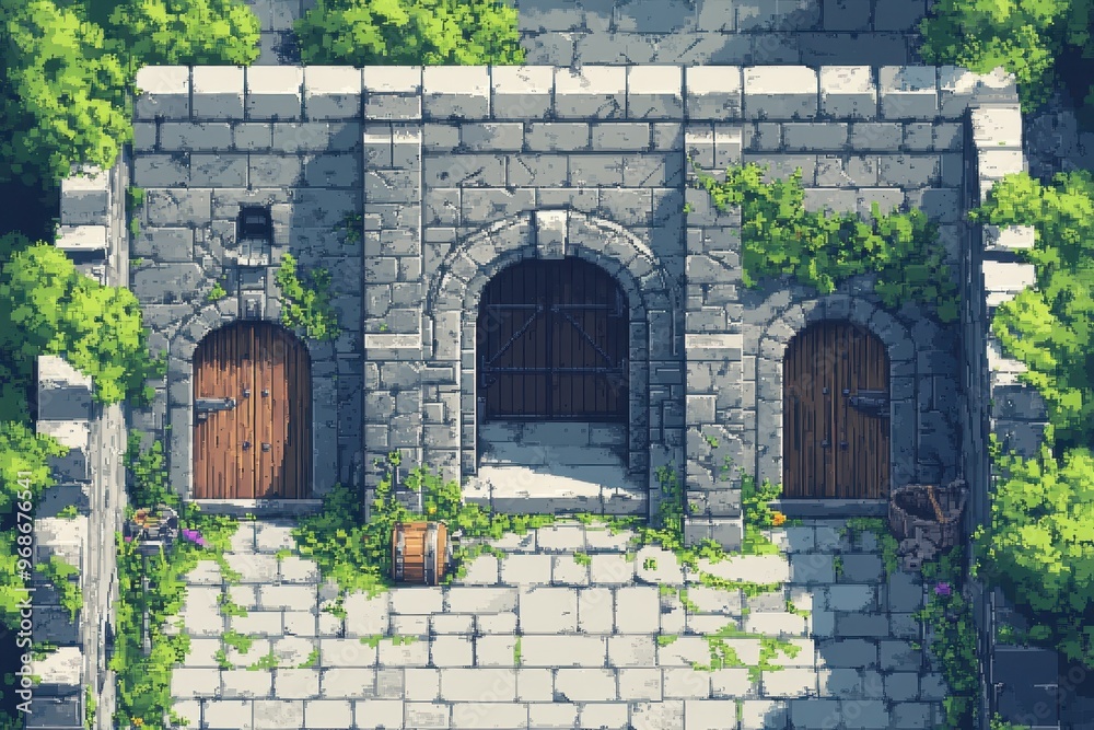 Retro 8-Bit Pixel Dungeon Adventure: Discover Trap Doors and Treasure ...