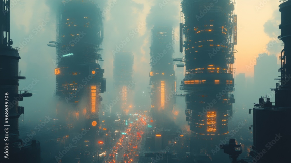 AI-powered air purification systems cleaning urban environments: Towers ...