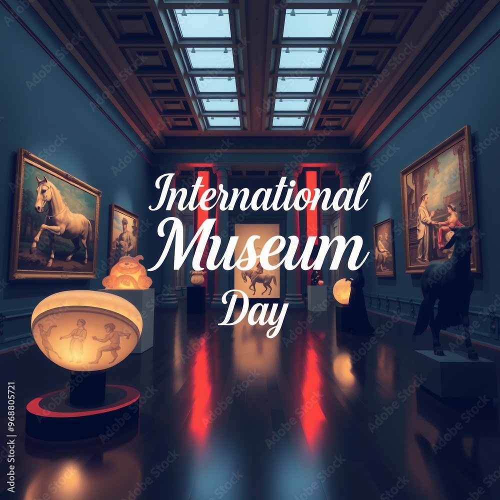 Elegant interior of a museum for International Museum Day, highlighting ...