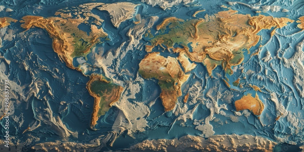 Detailed illustration of Earth's tectonic plates presented on a ...
