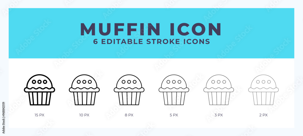 Muffin lineal icon symbol vector. Black outline for web. App ...