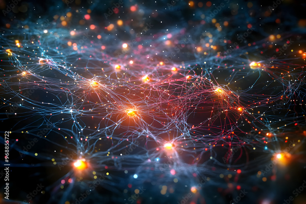 Star-shaped diagram depicting a network of neurons and pathways, Stock ...