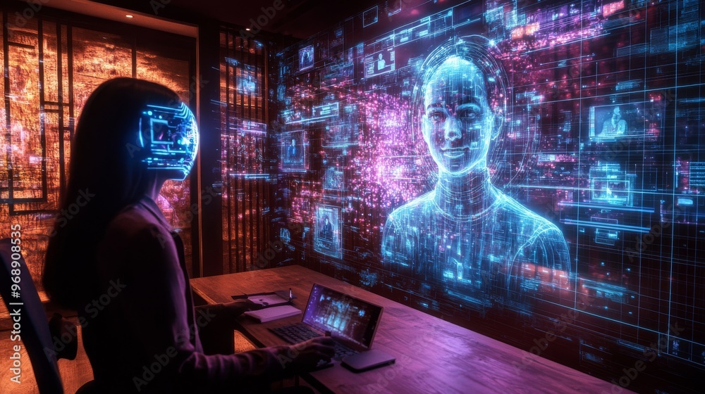 AI-enhanced remote workspaces with interactive holograms for ...