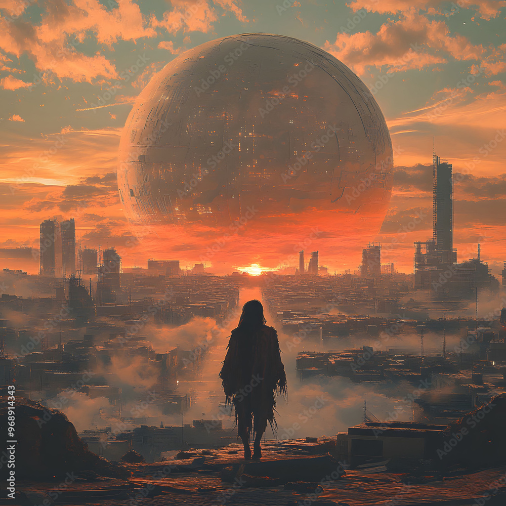 dune style dystopian wallpaper art, futuristic city landscape, decay ...