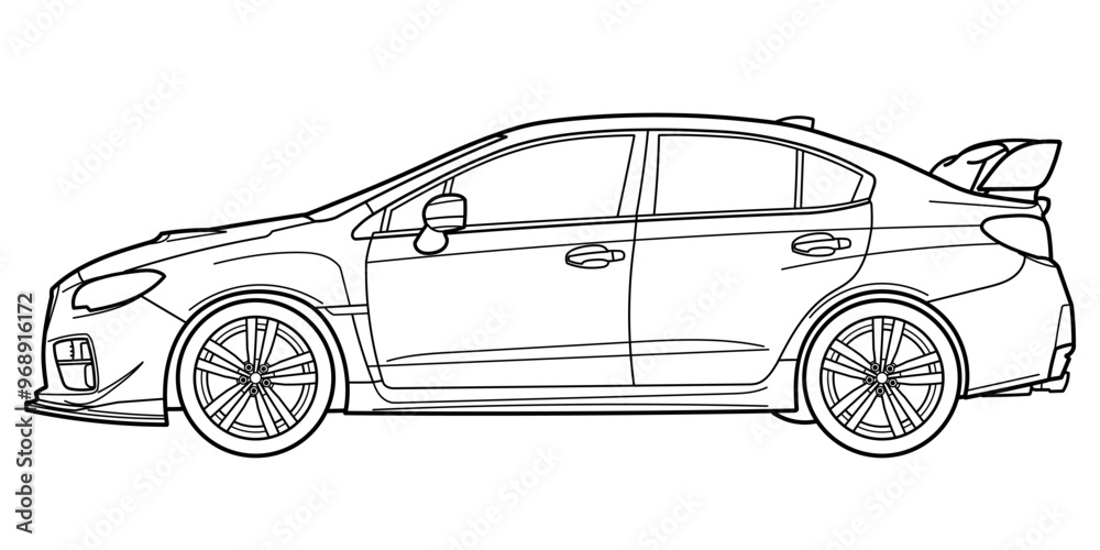 Ivano-Frankivsk, Ukraine - 18 June 2024: Outline drawing of a Subaru ...