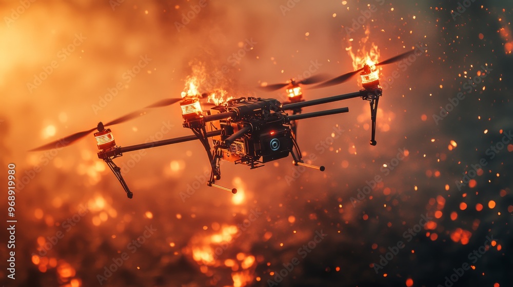 Autonomous AI-controlled firefighting drones delivering water and ...