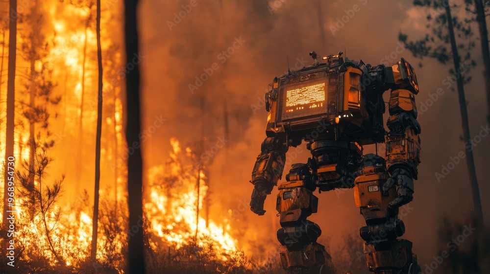 Autonomous AI-driven firefighting robots navigating dangerous terrain ...