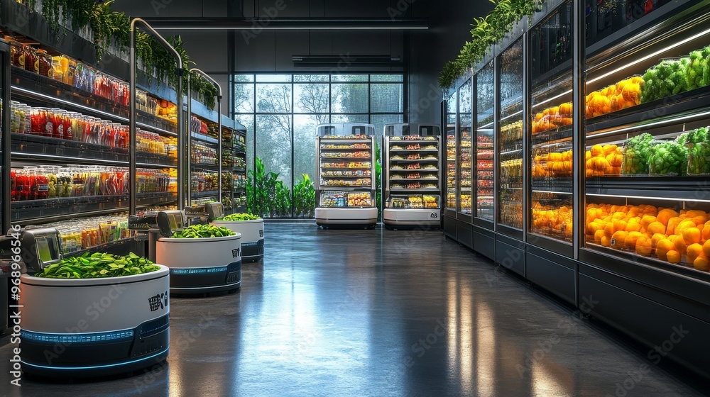 Autonomous AI-driven grocery store systems restocking shelves in real ...