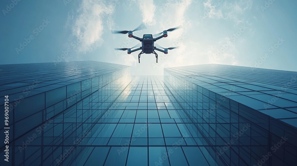 Autonomous AI-guided drones maintaining and cleaning skyscraper windows ...