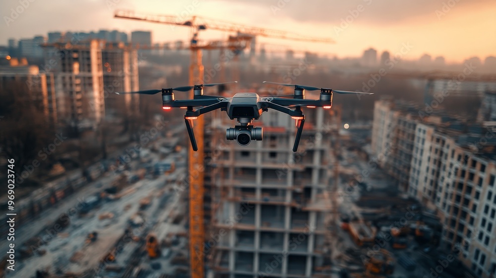 Autonomous AI-guided inspection drones monitoring construction sites ...