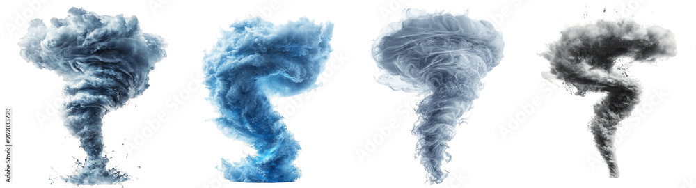 Swirling water tornadoes in various stages of formation natural ...