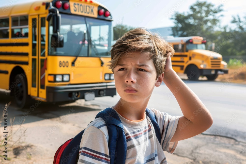 Upset Preteen Boy Not Wanting To Go To School An Upset Grumpy Preteen Upset Preteen Boy Not Wanting To Go To School An Upset Grumpy Preteen
