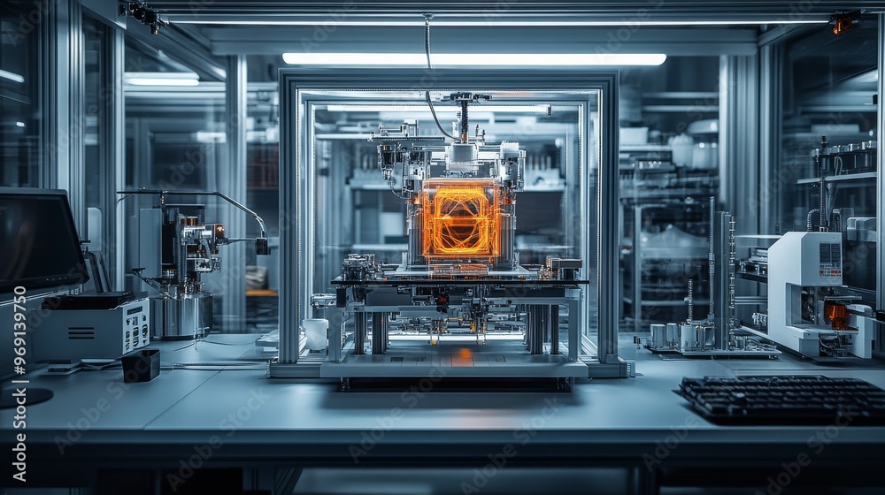 Futuristic 3D Printing Systems Managed by AI: A high-tech lab where AI ...
