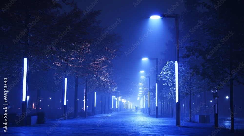 Futuristic AI-controlled adaptive lighting systems in urban spaces ...