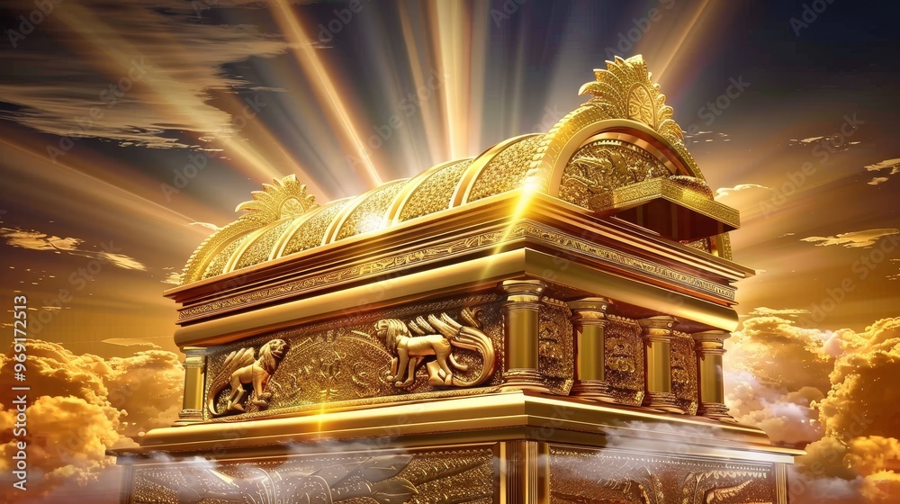 The Golden Ark of the Covenant Ascends in a Heavenly Glow, ark of the ...