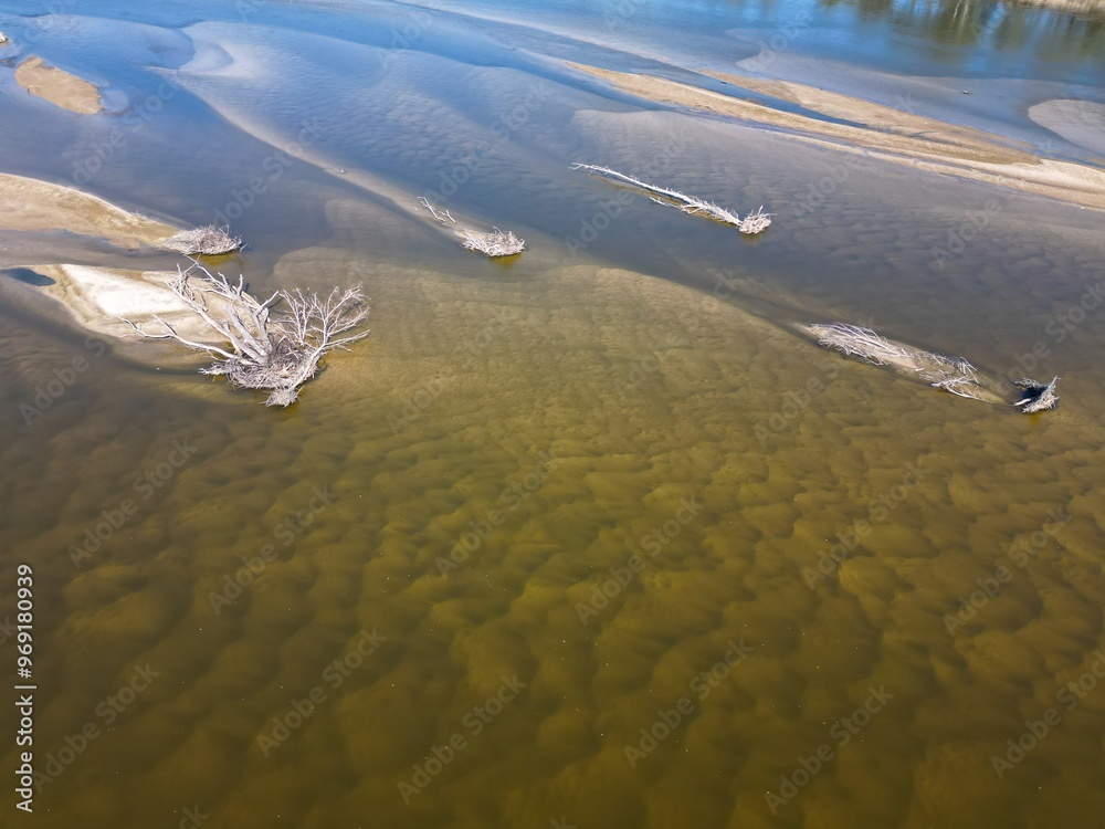 Drying out of the river bed during the summer drought, climate changes ...