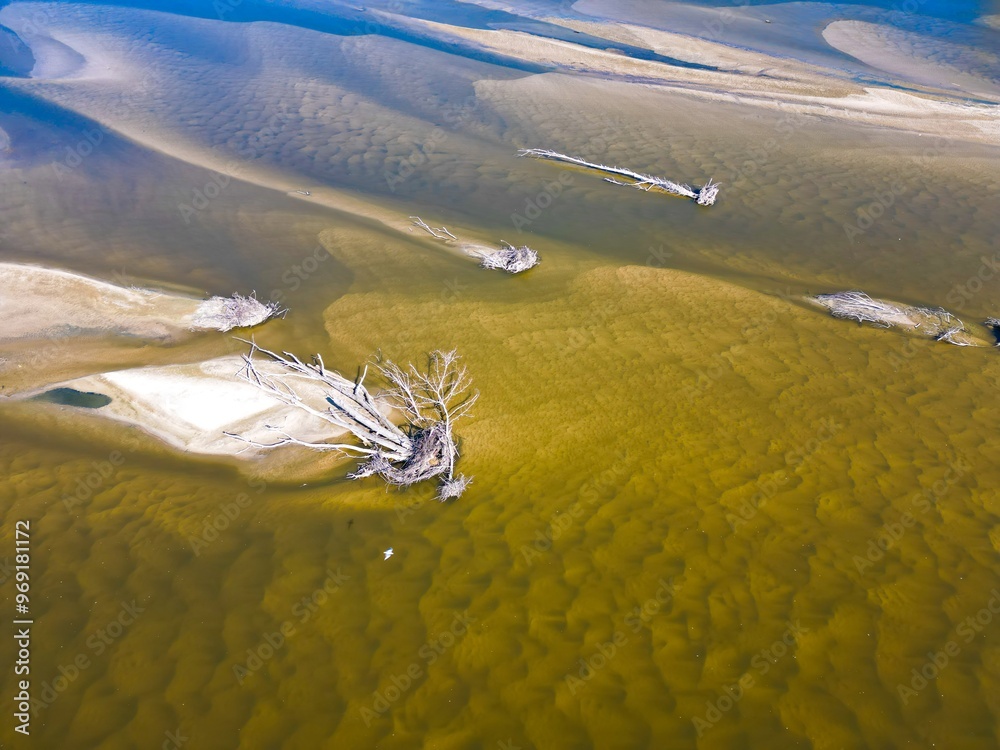 Drying out of the river bed during the summer drought, climate changes ...