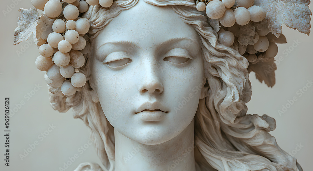 “A White Marble Statue of a Beautiful Greek Goddess with Flowing ...
