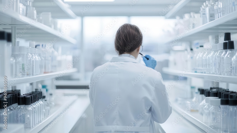 Medical researcher in a lab coat conducting experiments, Medical ...