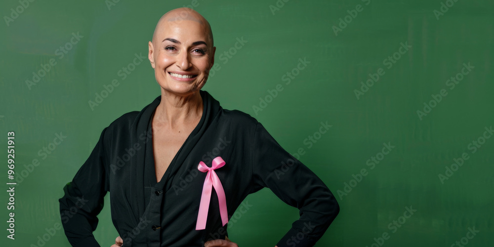 Strong Bald Woman from the Middle East Promoting Breast Cancer ...