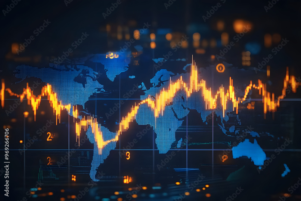 Glowing chart of investment financial data. Graph stock market with ...