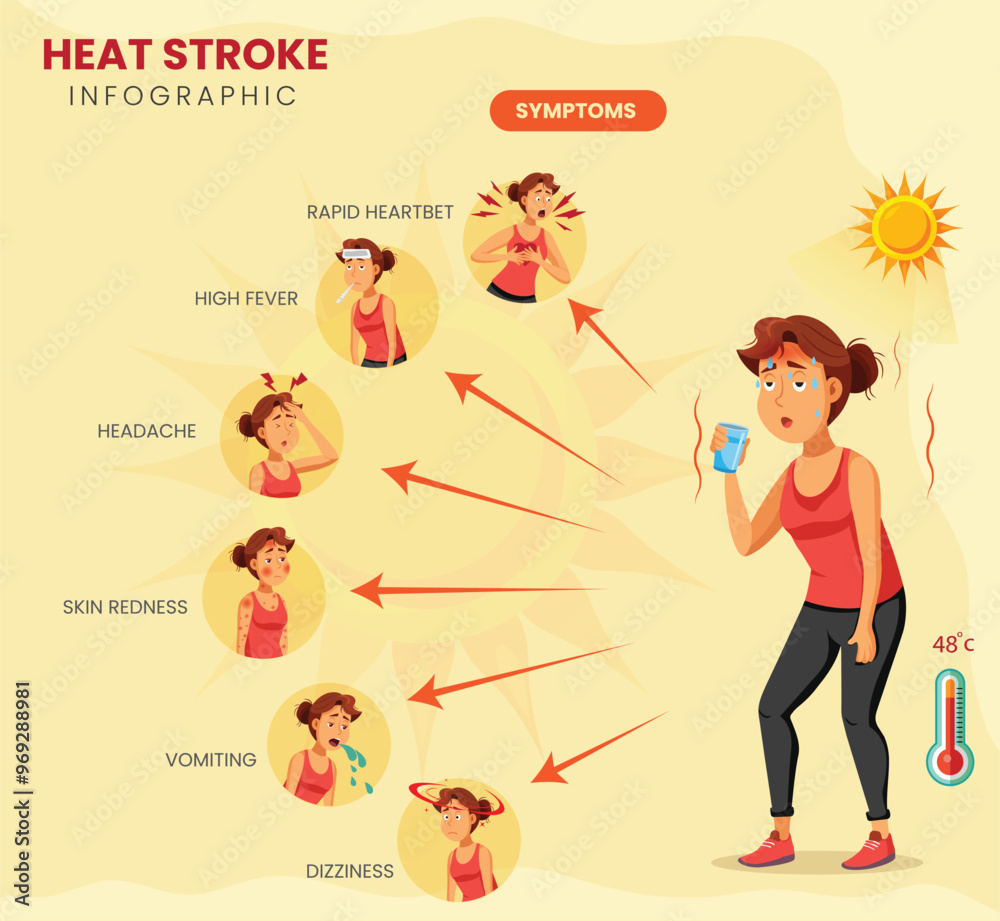 Heat Stroke Symptoms Infographic Identifying Signs of Overheating and ...