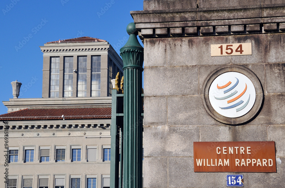 Geneva, Switzerland, Europe - Main entrance to the Centre William ...