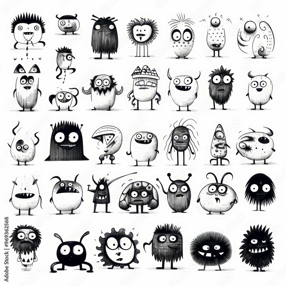icon black and white Pictogramas for monster Created with Generative AI ...