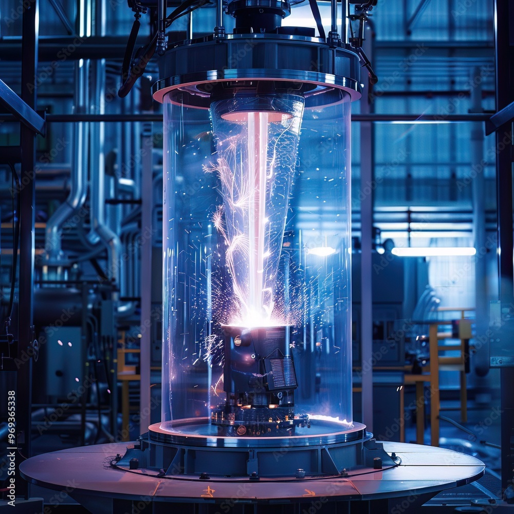 Ilustración de Stock Plasma arc gasification converting waste into ...