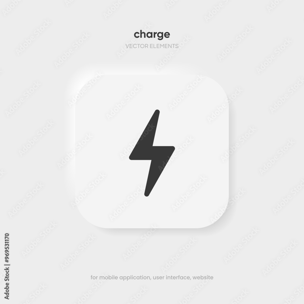 3d thunder bolt vector. Flash logo. Lightning icon push button ...