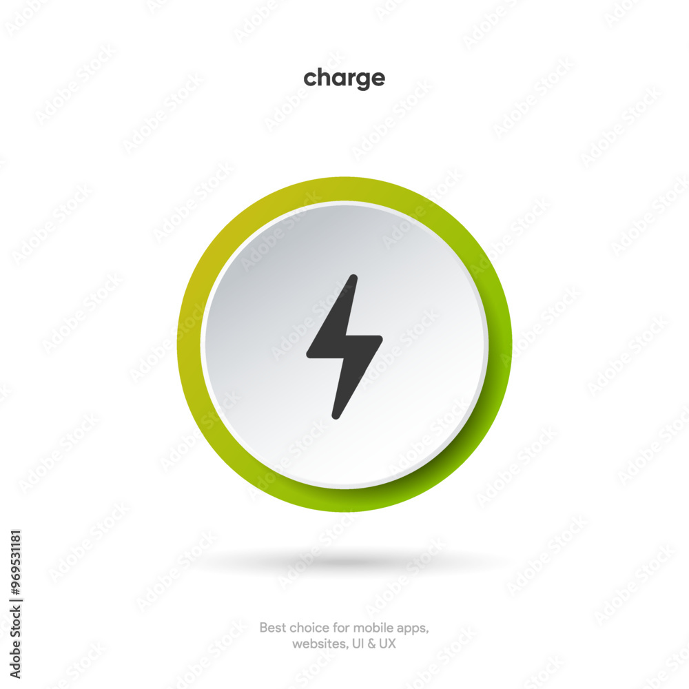 3d thunder bolt vector. Flash logo. Lightning icon push button ...
