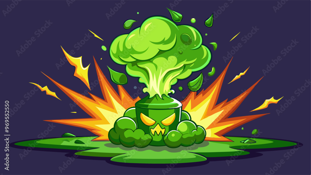 Vector de Stock Toxic green comic fire with smoke effect cartoon ...