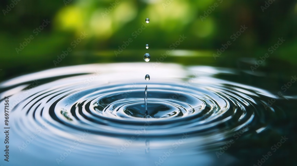 Water splash forming concentric rings as a drop hits the surface, Water ...