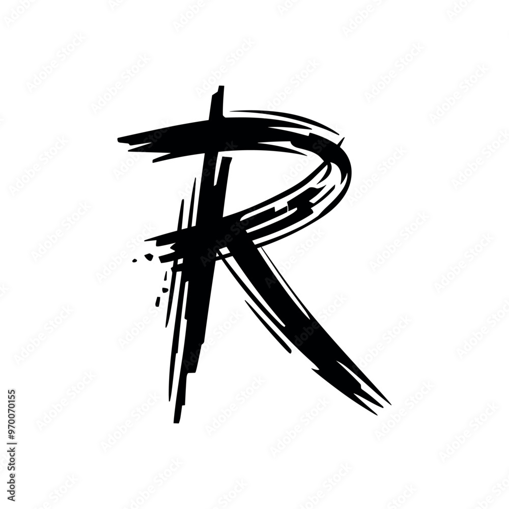 Modern line Letter R logo with black and white colours isolated on ...