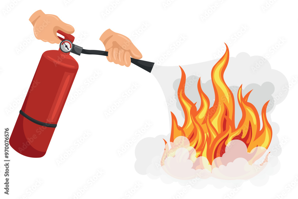 Fire extinguisher putting out a fire. Being aware of the location of a ...