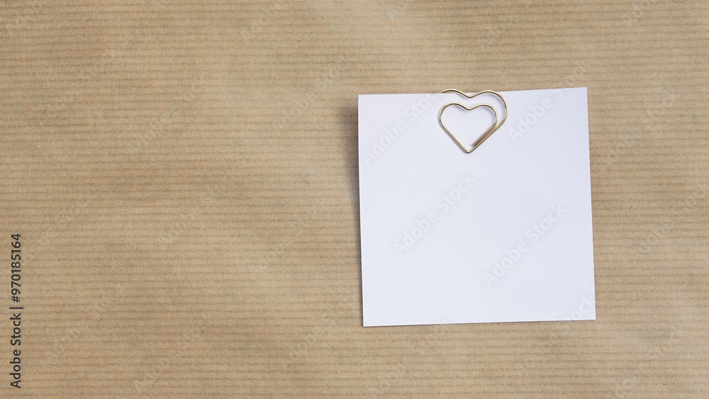 Blank white card mockup template on beige paper background. Top view ...