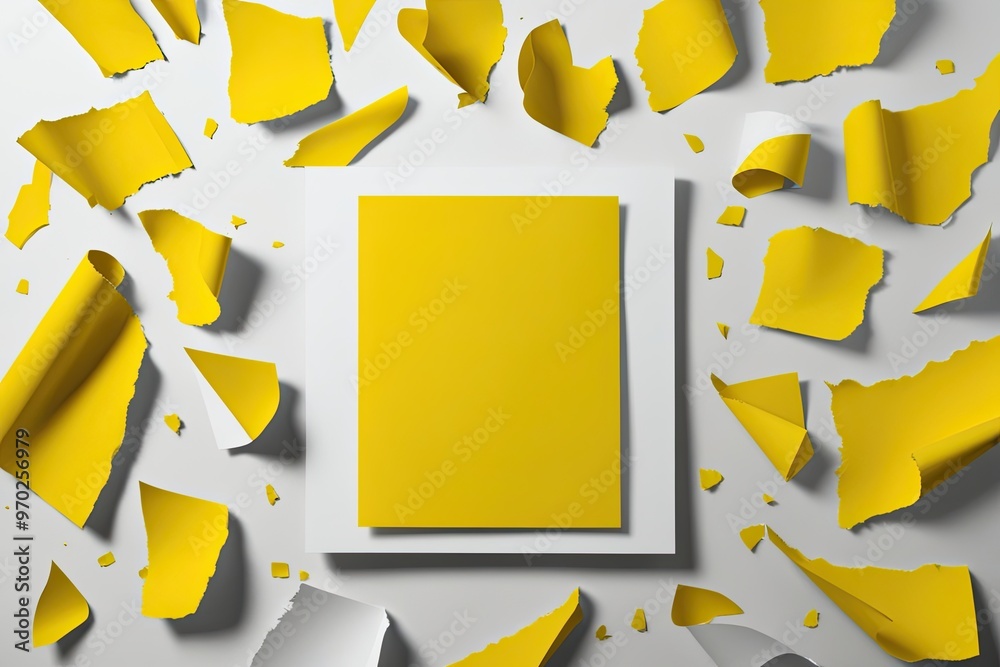 Vibrant Yellow Torn Paper Background for Graphic Design Projects Stock ...