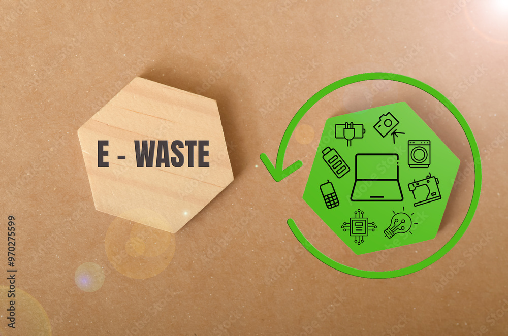 the concept of a circular economy, the electronic device icons ...