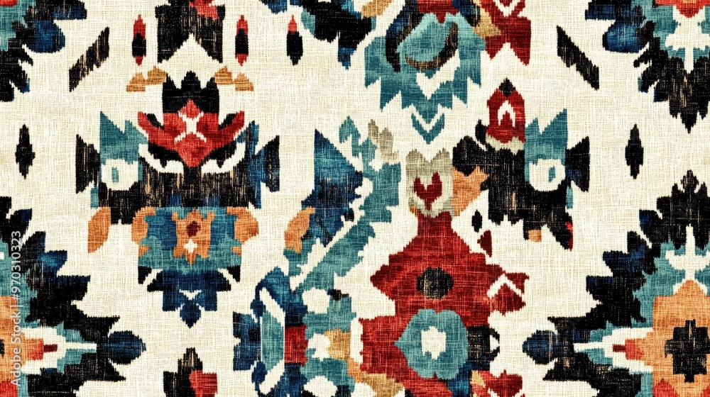 Ikat art featuring a seamless pattern with influences from African ...