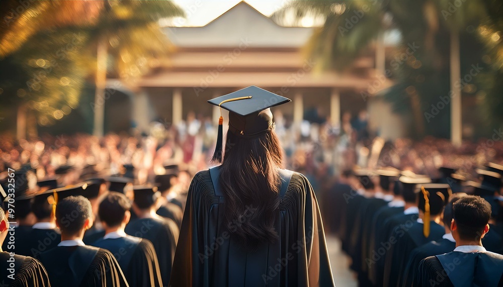 graduate walking across the stage to receive their diploma, with family ...