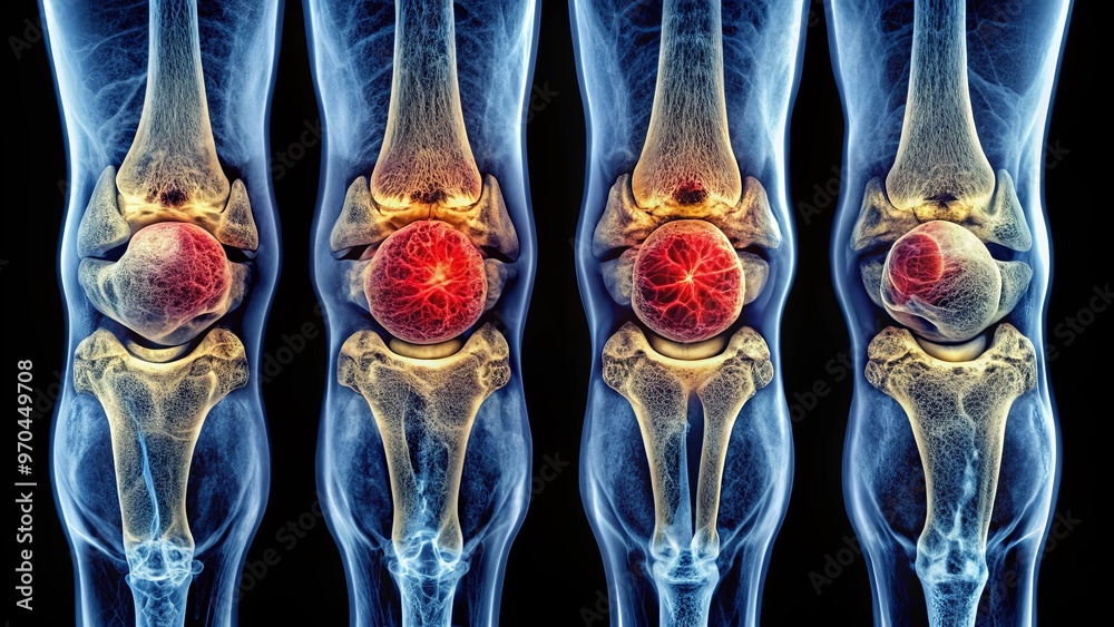 CT scan images of knee joint featuring bony structures, ligaments, and ...