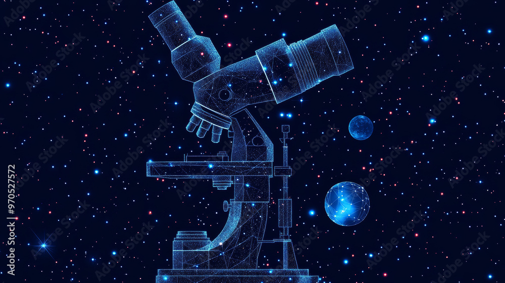A picture of a microscope looks like a starry night sky. It's made of ...
